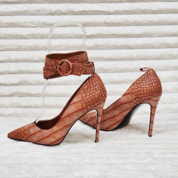 Cape Robbin | Shoes | Armour Rust Snake Removable Ankle Strap Pumps ...